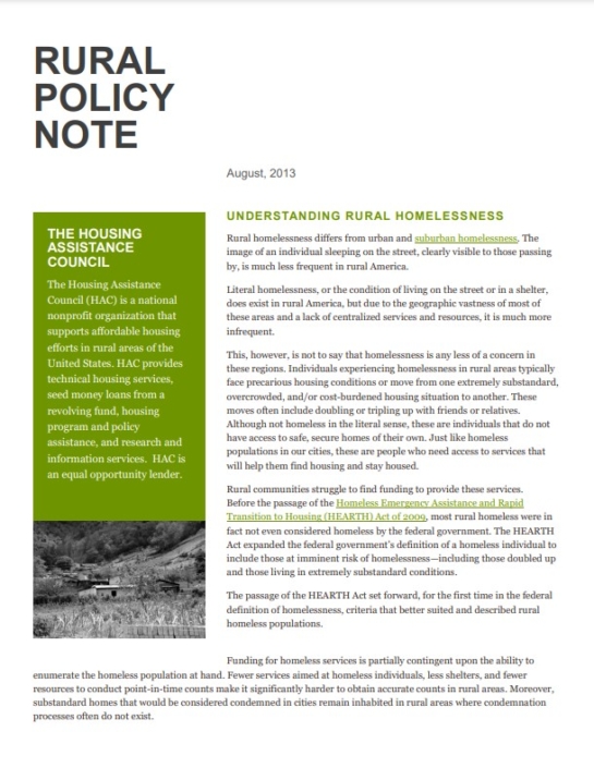Understanding Rural Homelessness - Housing Assistance Council